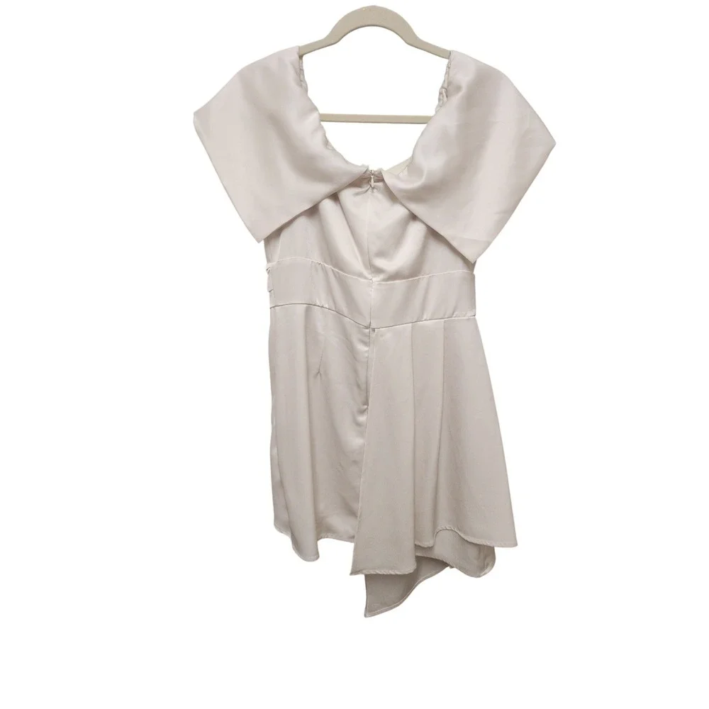 Lulus | Dresses | Lulus Champagne Satin Cowl Neck Asymmetrical Tulip ...